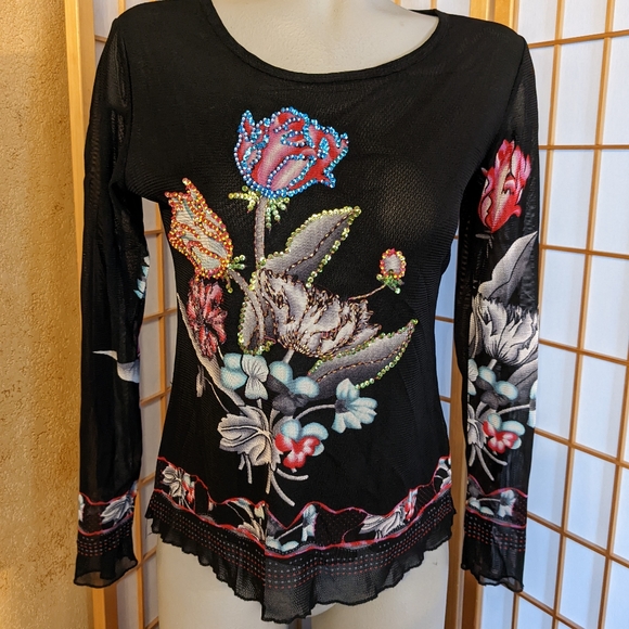 AZI jeans | Tops | Azi Jeans Sequined Semi Sheer Top Junior Xl | Poshmark